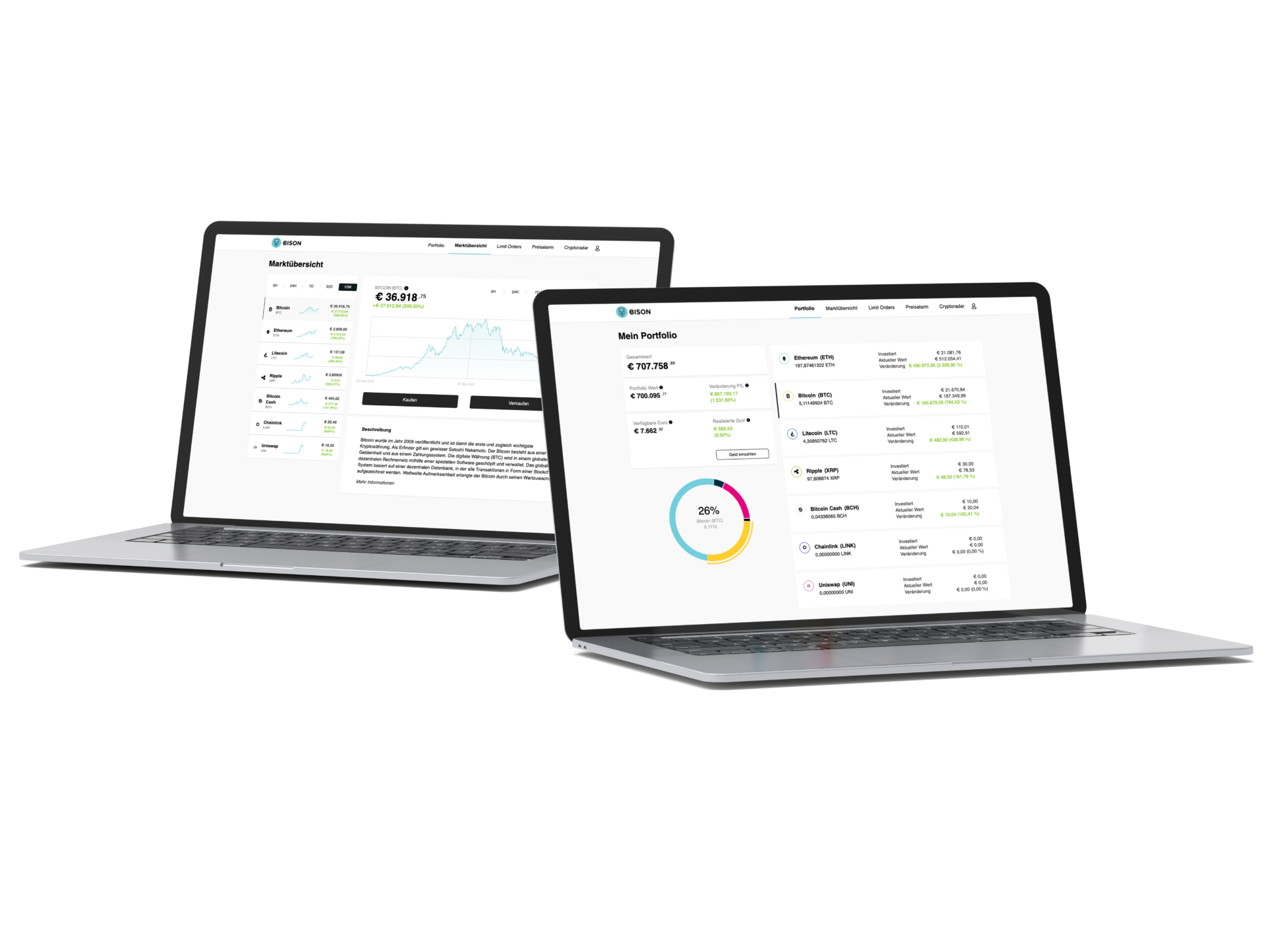 Bitcoin kaufen (BTC) mit der BISON App der Börse Stuttgart